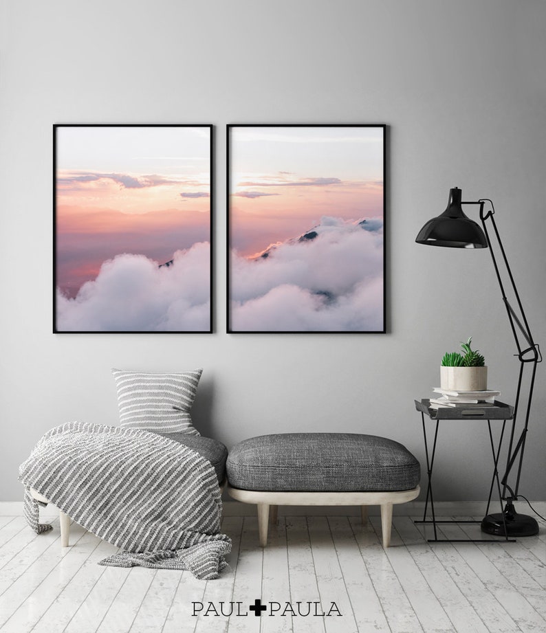 Clouds Prints Clouds Wall Art Print Set of 2 Sunset Wall | Etsy