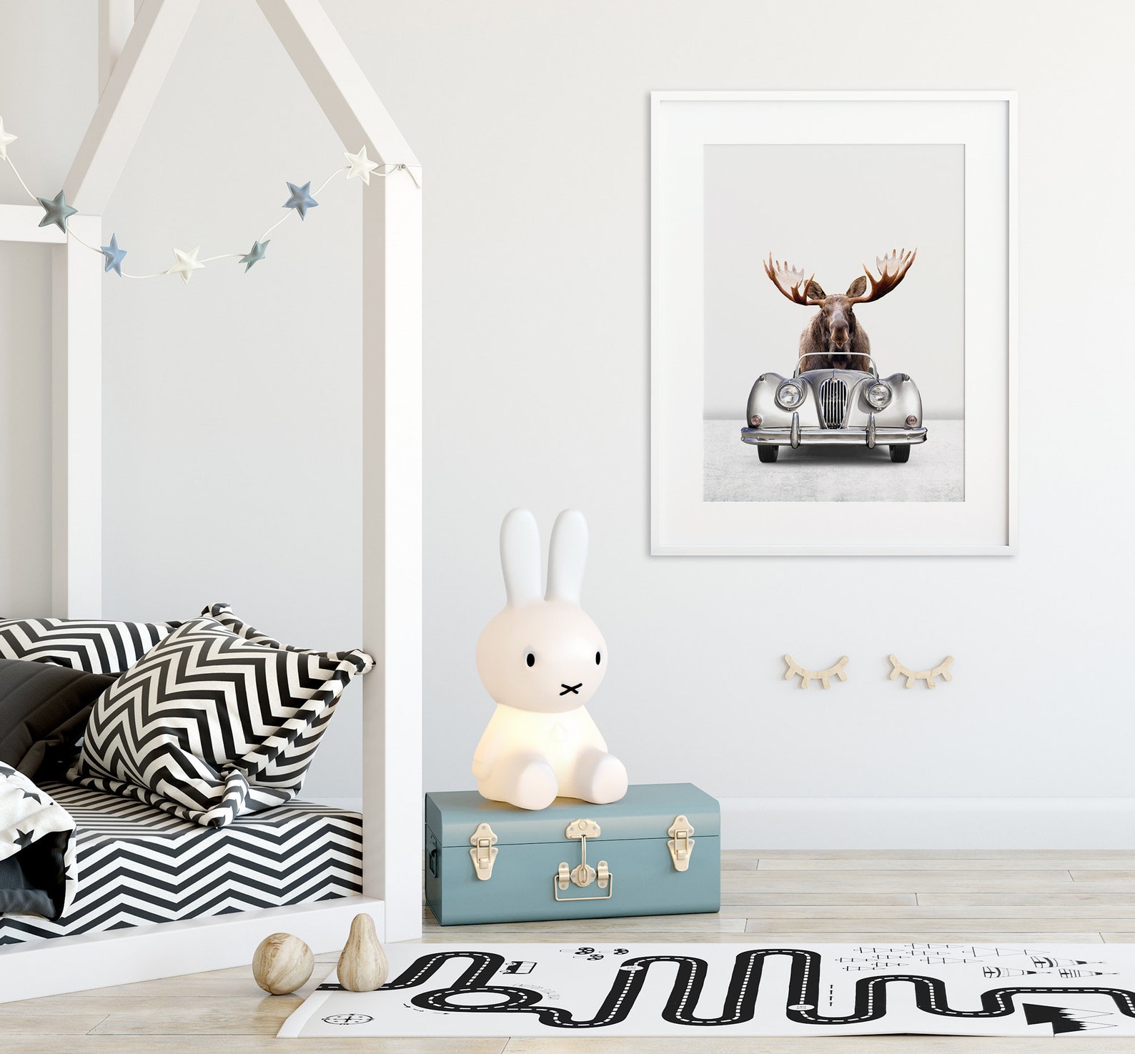 Moose in a Car, Moose Driving a Car, Funny Animal, Funny Wall Art ...
