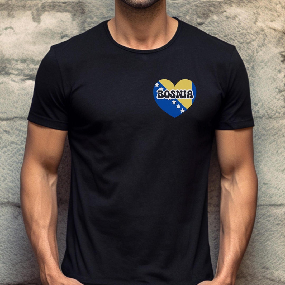 Bosnian Flag Heart Shirt, Bosna Zastava Majica Poklon, Retro Cool ...