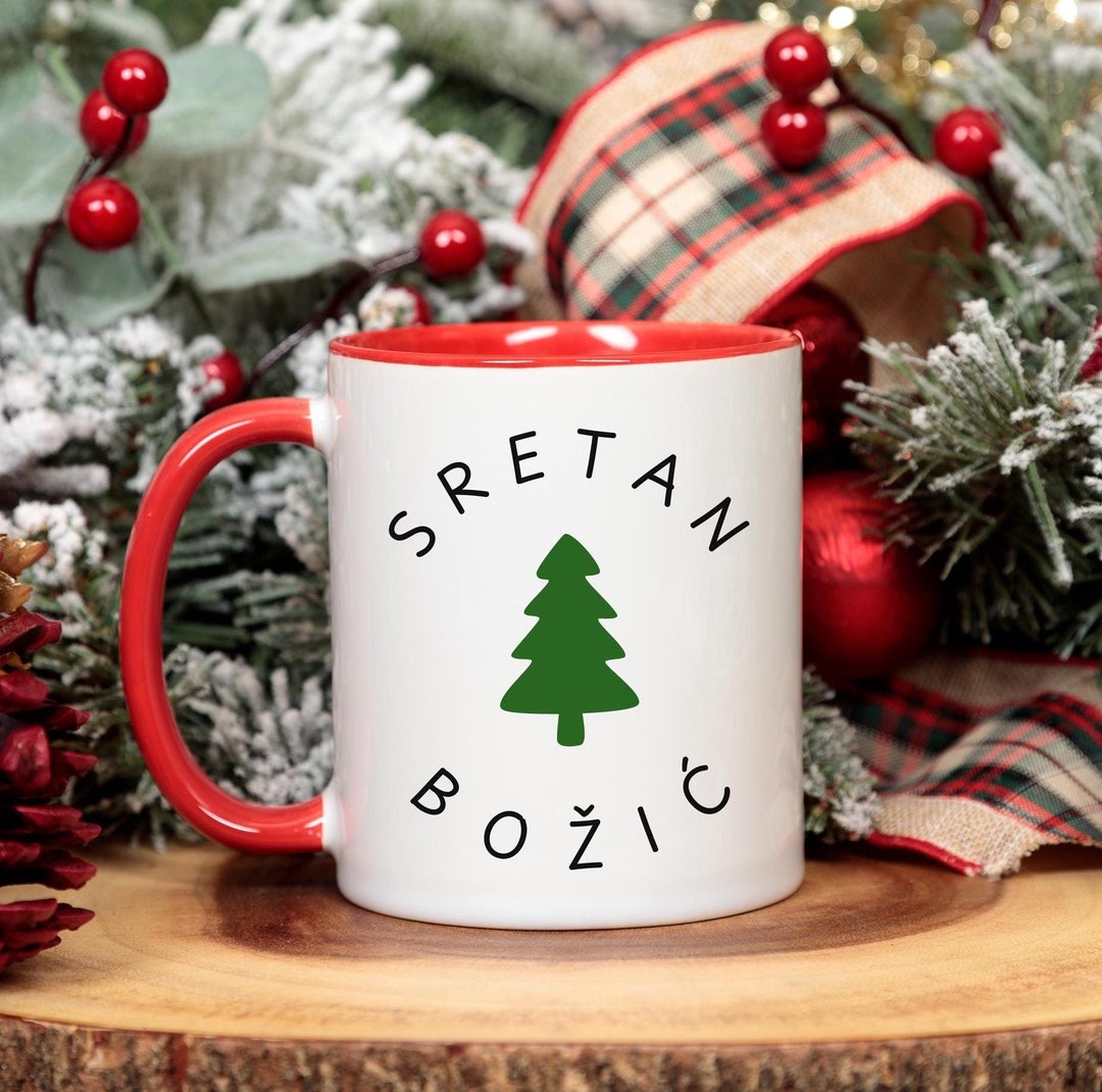 SRETAN Božić Christmas Tree Mug, Croatian Holiday Gift, Hrvatska Kava ...