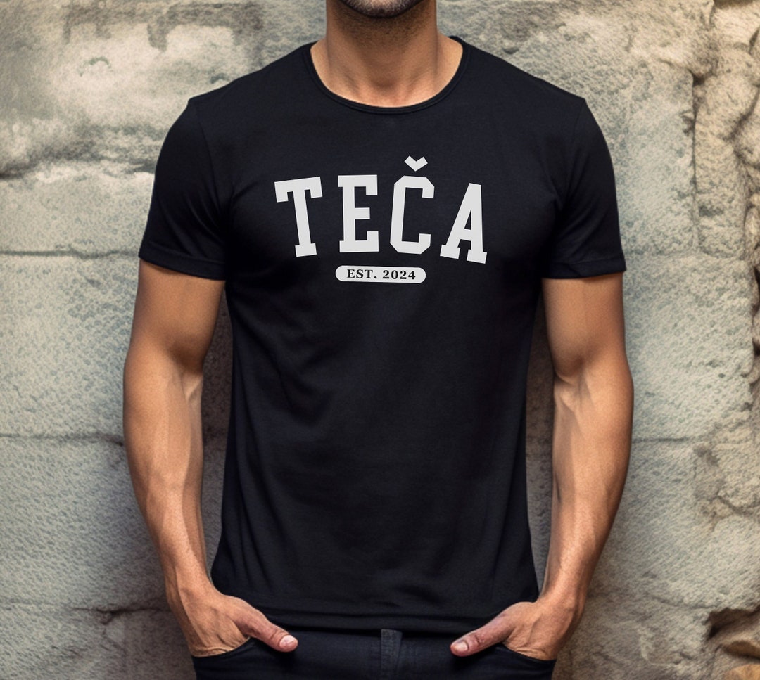 TEČA Est. Custom Year Shirt, Serbian Uncle Gift, Balkan New Uncle Surprise Reveal T-shirt Teca ...