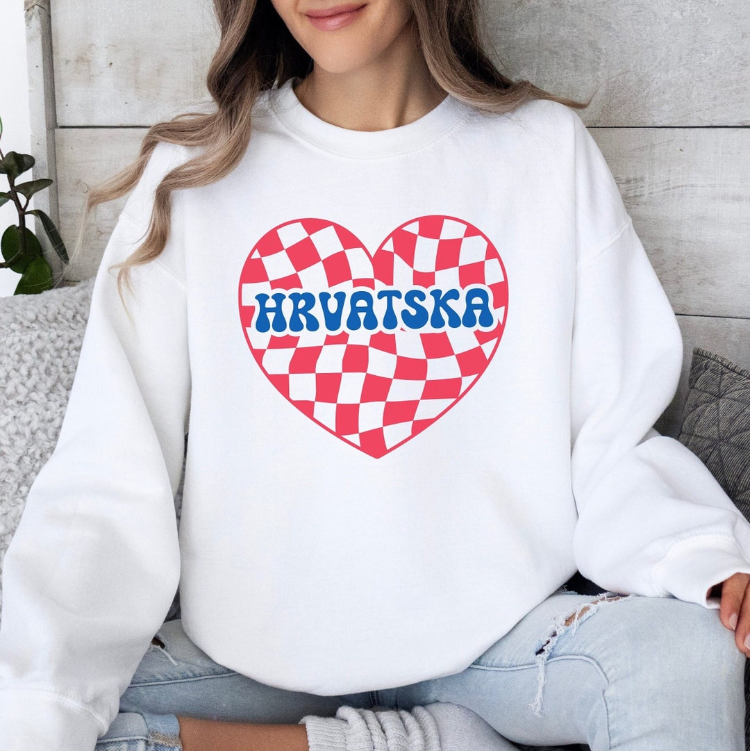 Hrvatska Srce Dzemper, Croatia Checkered Heart Sweatshirt Festival ...