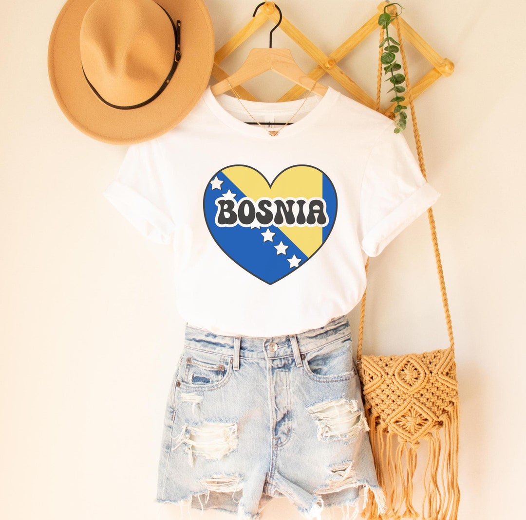 Bosnia Heart Shirt, Groovy Bosnian Flag Tee, Bosanska Zastava Majica ...