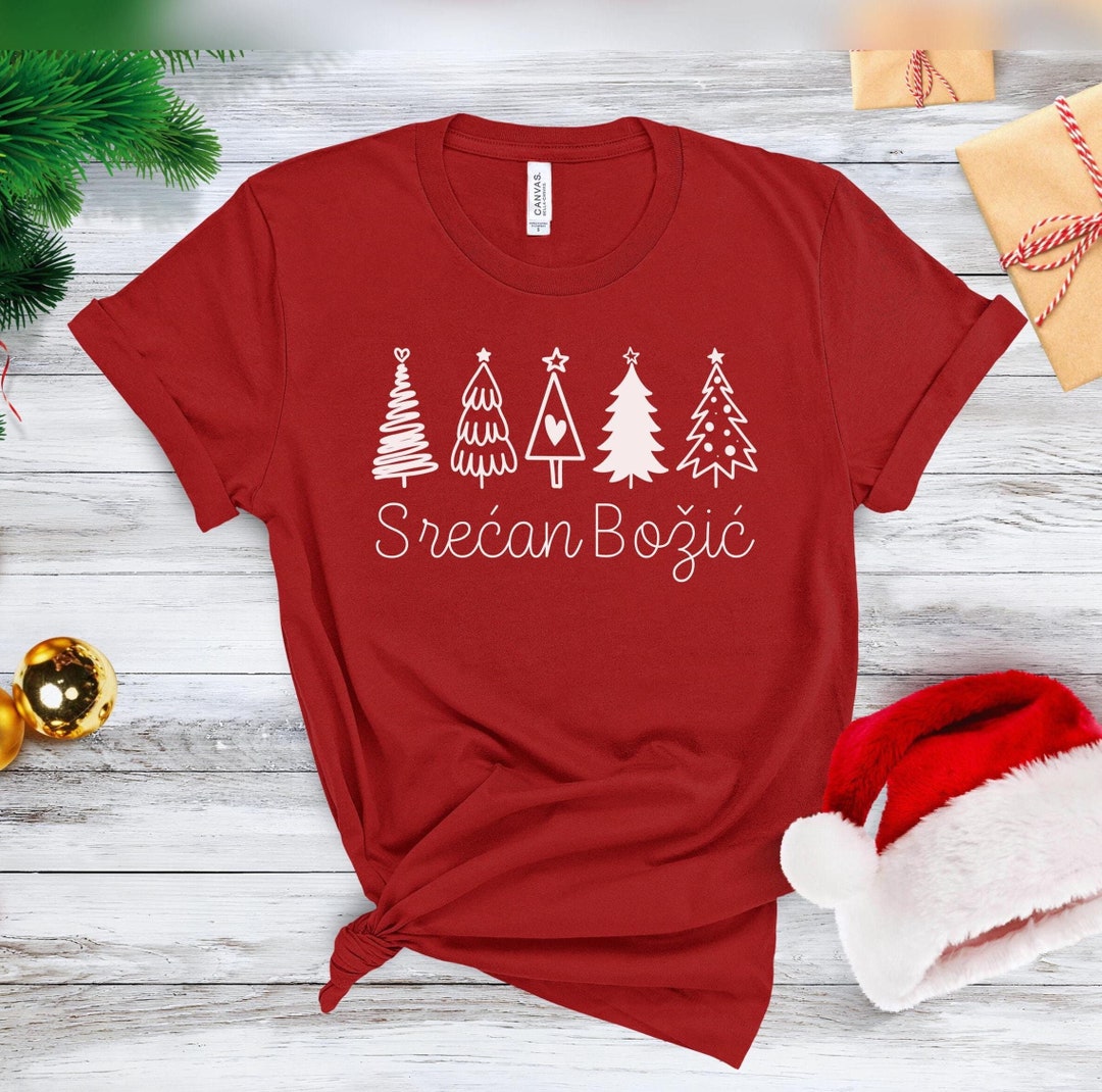 Christmas Trees Serbian SRECAN Bozic Shirt, Women's Srbija Srpska ...