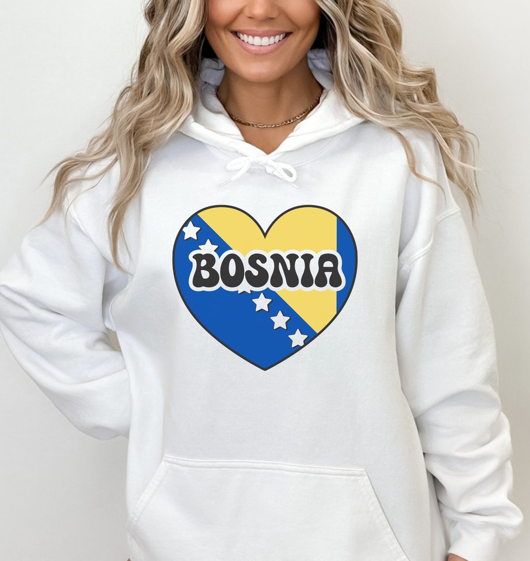 Bosnia Flag Heart Hoodie, Cool Bosnian Soccer Fan Clothes Gift, Bosna I ...