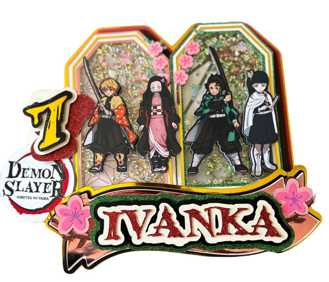 Demon Slayer Double Shaker Cake Topper, Anime Cake Topper, Tanjiro Cake ...