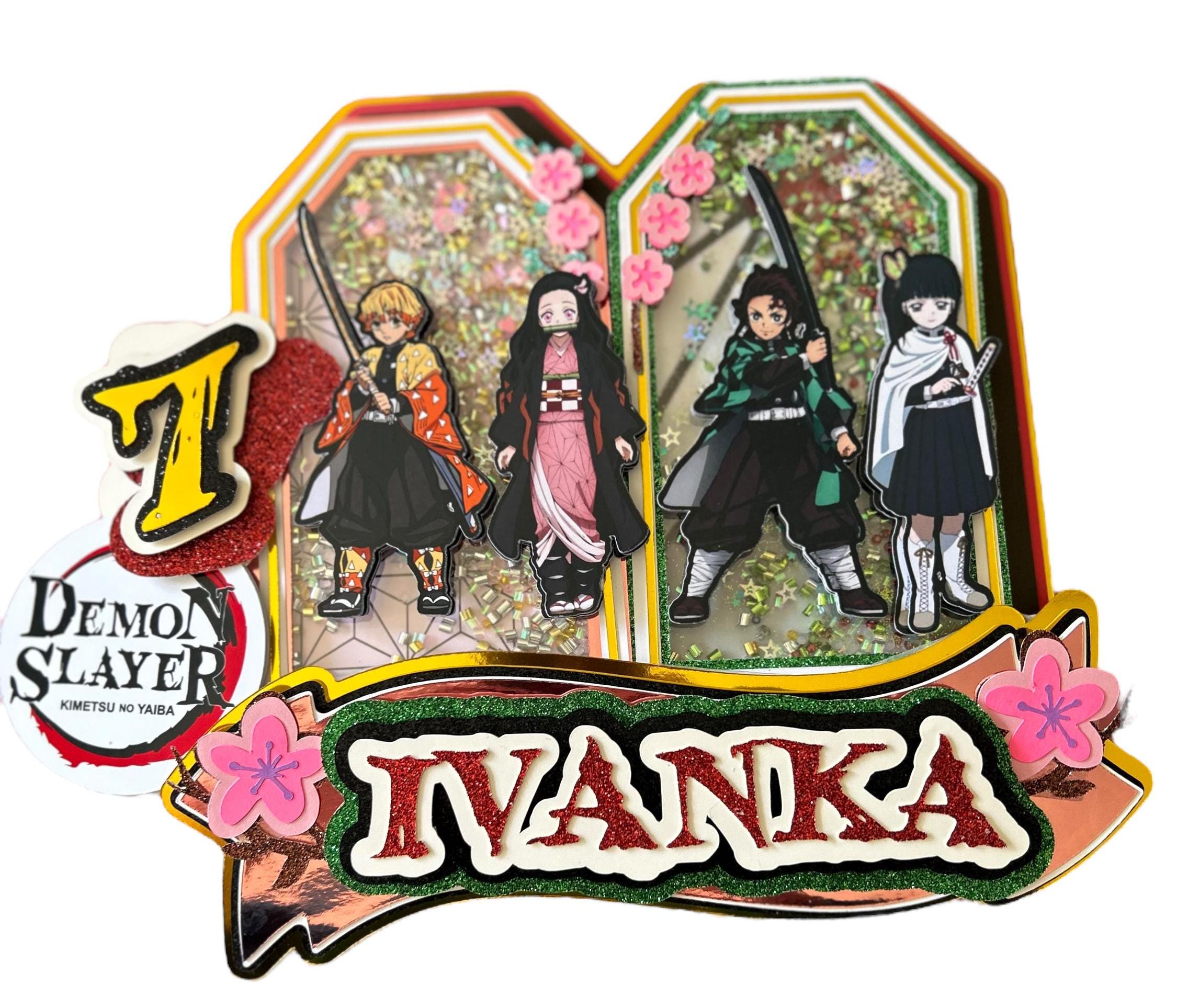 Demon Slayer Double Shaker Cake Topper, Anime Cake Topper, Tanjiro Cake ...