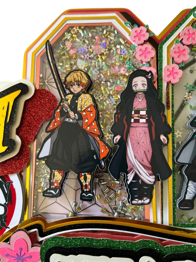 Demon Slayer Double Shaker Cake Topper, Anime Cake Topper, Tanjiro Cake ...