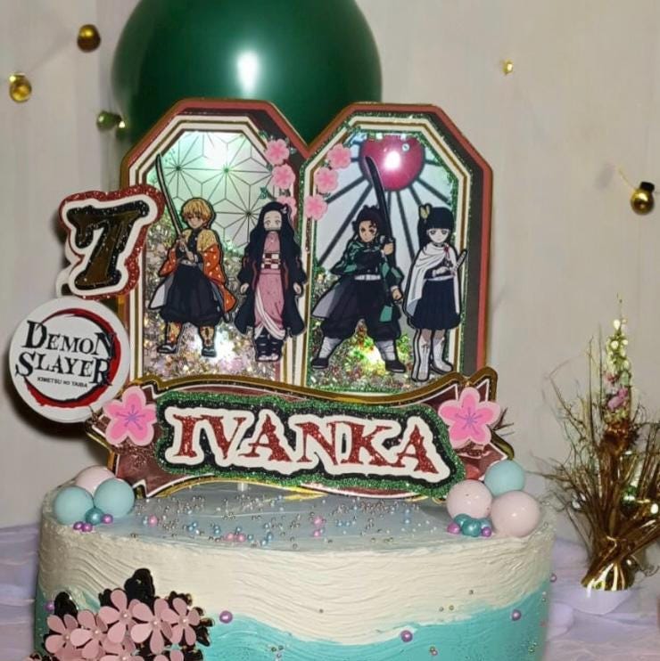 Demon Slayer Double Shaker Cake Topper, Anime Cake Topper, Tanjiro Cake ...