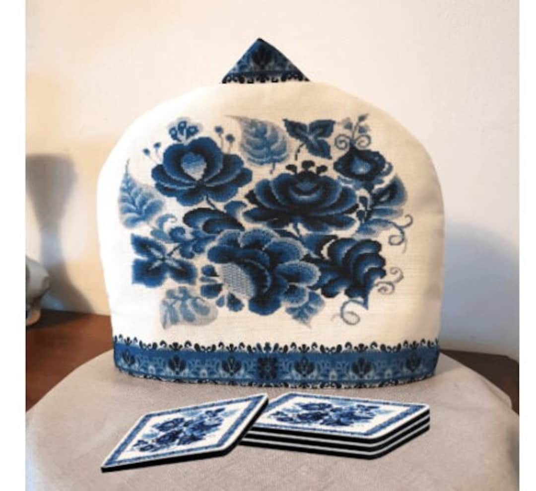 Vintage Blue Flowers Tea Cozy, for Teapot Keep Warm Double Insulated ...