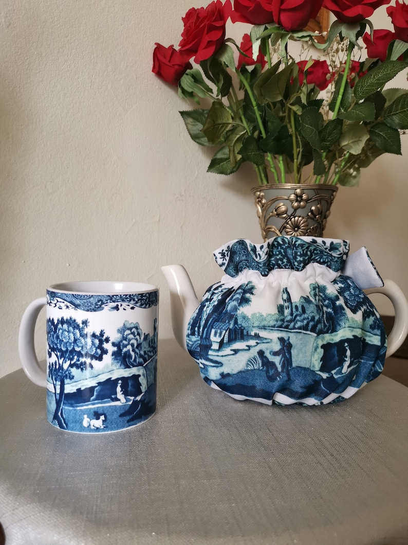 Spode Blue Italian Tea Cosy, Fitted, Handmade, Country Style for Teapot ...