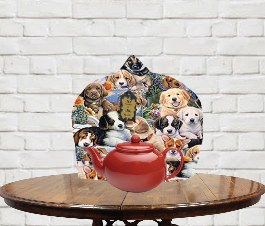 Garden Puppies Cotton Fabric Tea Cosy, Handmade , Country Style Floral ...