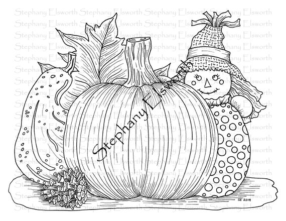 Scarecrow With Pumpkins Coloring Pages