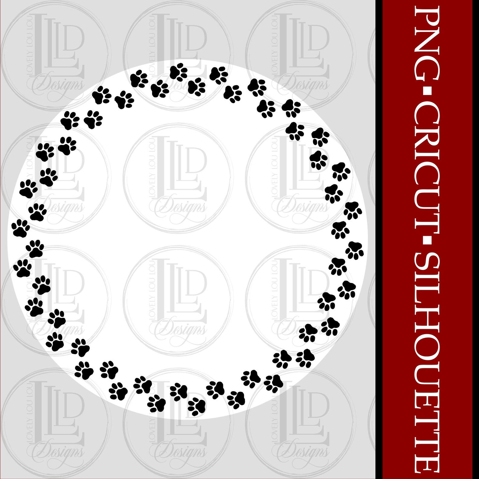 Paw Print Frame Border With and Without Background Digital PNG | Etsy ...