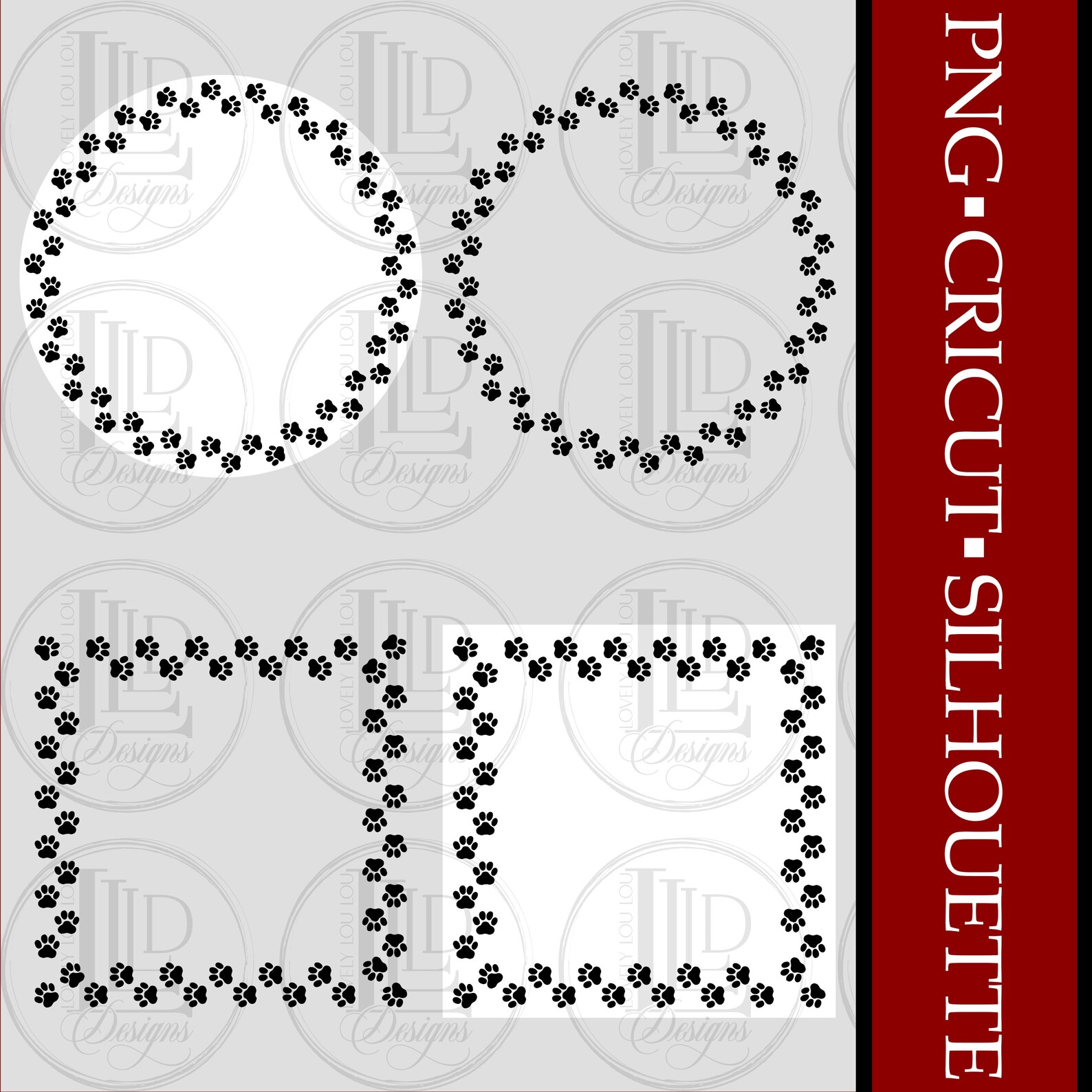 Paw Print Frame Border With and Without Background Digital PNG | Etsy ...