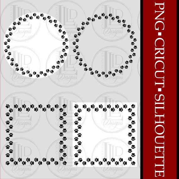 Paw Print Frame Border With and Without Background Digital PNG | Etsy ...