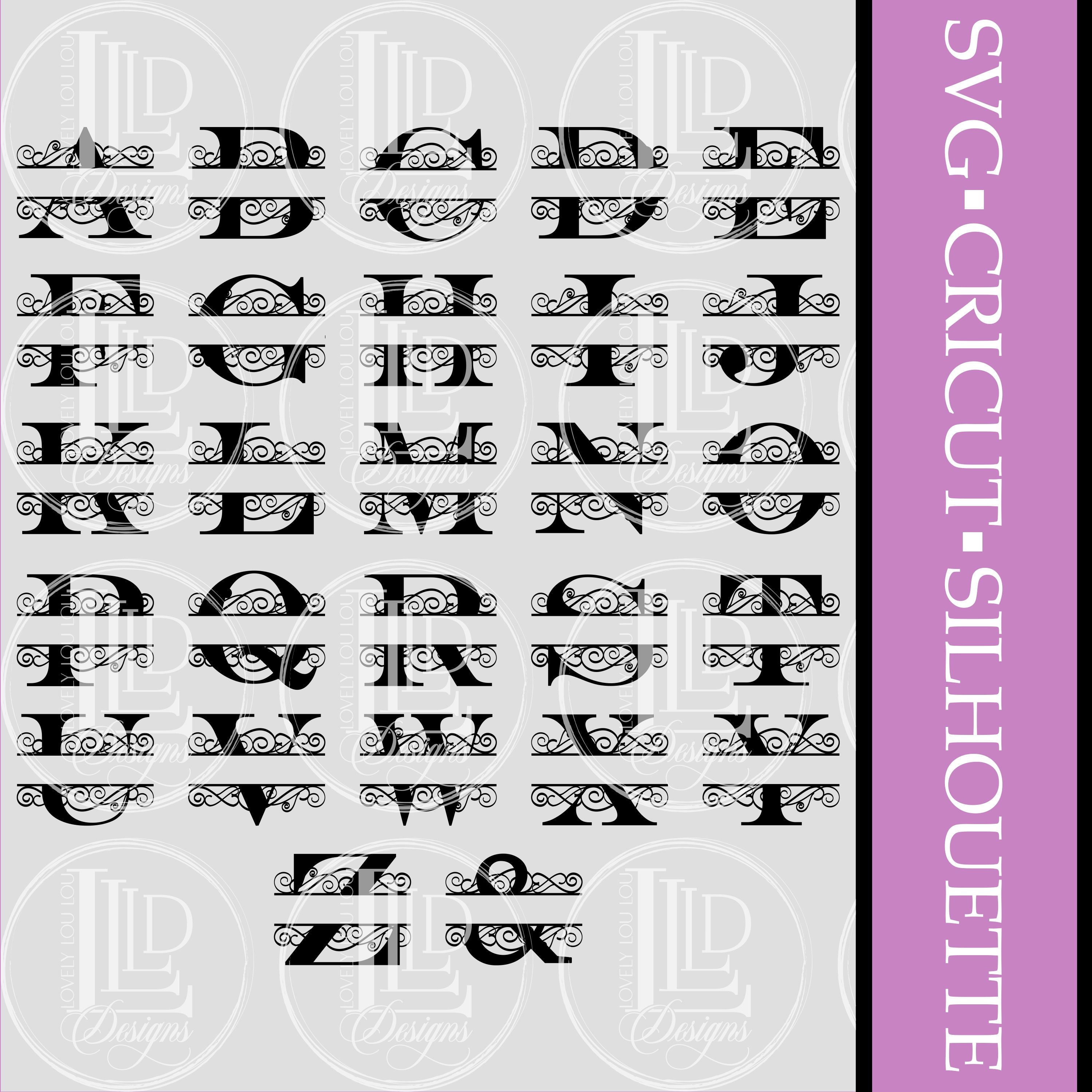 Ornate Split Monogram Full Alphabet Digital SVG Cricut | Etsy