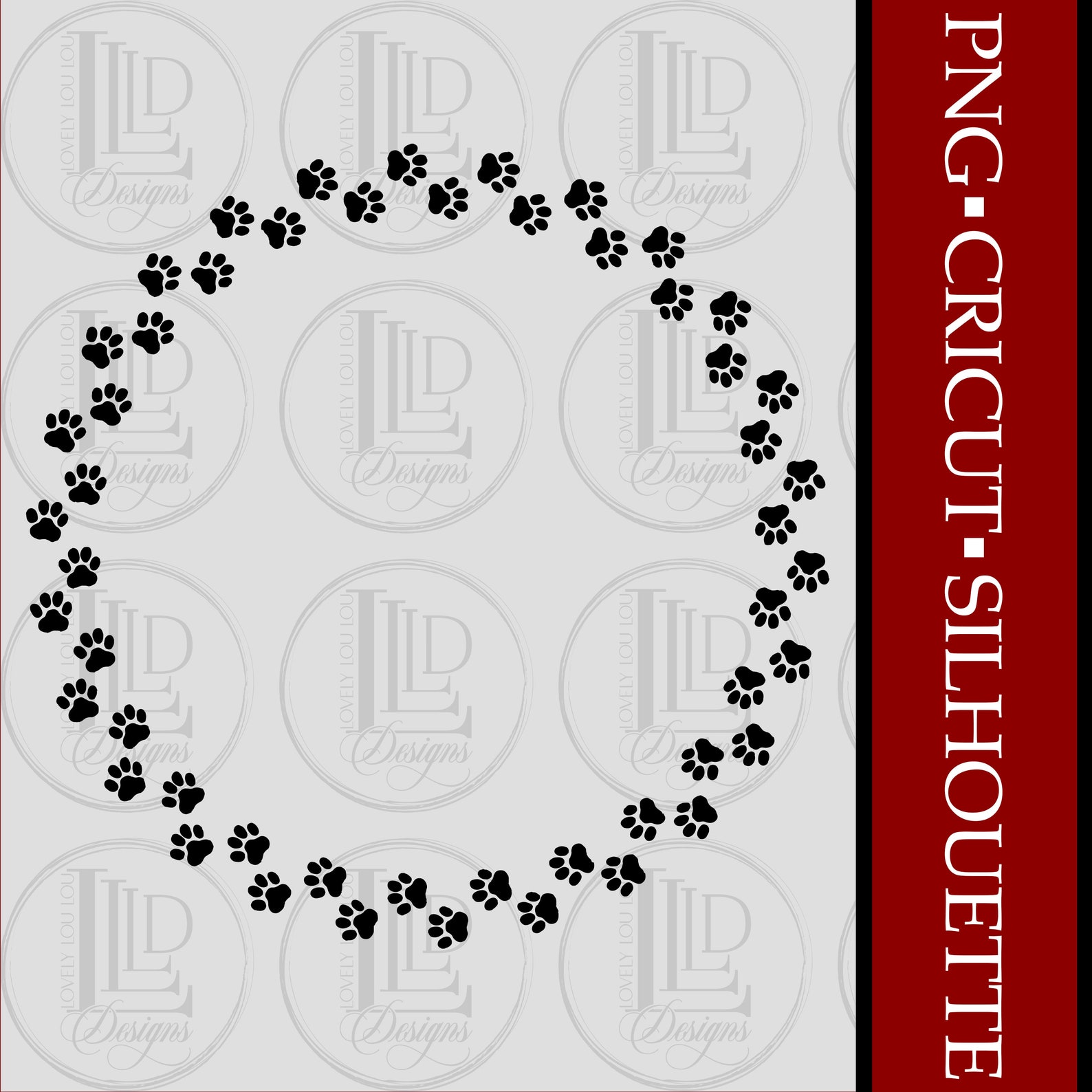 Paw Print Frame Border With and Without Background Digital PNG | Etsy ...