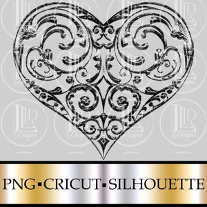 Conjunto de corazón barroco PNG Digital Steampunk Cricut Silueta - Etsy ...