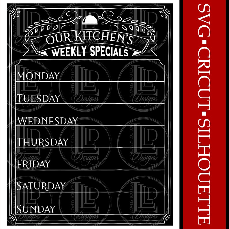 Our Kitchen's Weekly Specials Chalkboard Menu Digital SVG - Etsy