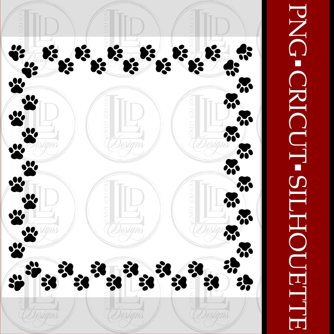 Paw Print Frame Border With and Without Background Digital PNG - Etsy
