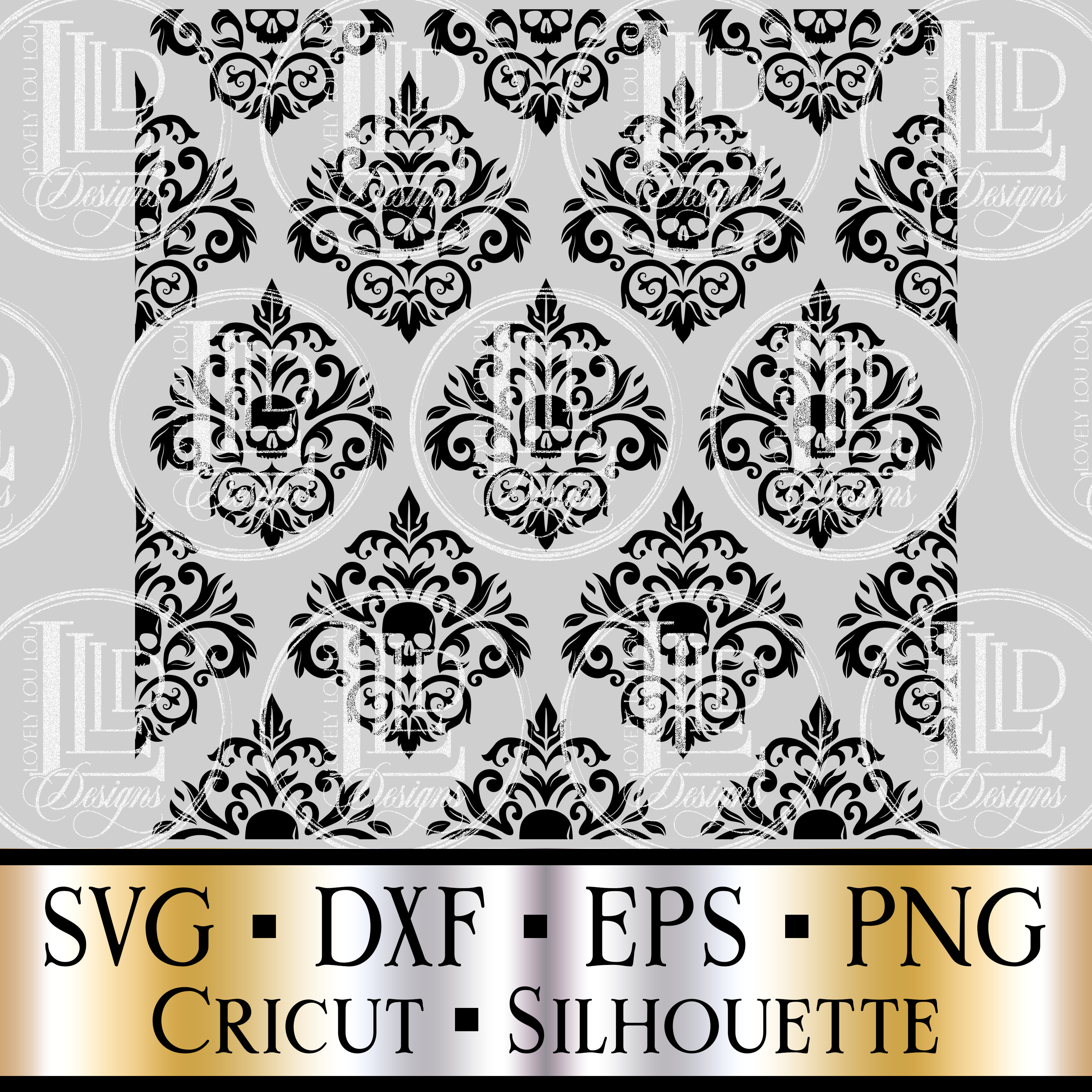 Deadly Skull Damask Seamless Pattern | Baroque, Vintage, Victorian ...