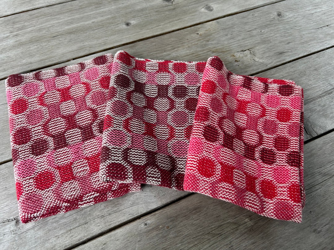 Handwoven Cotton Kitchen Hand Towels Red Raspberry Colors - Etsy
