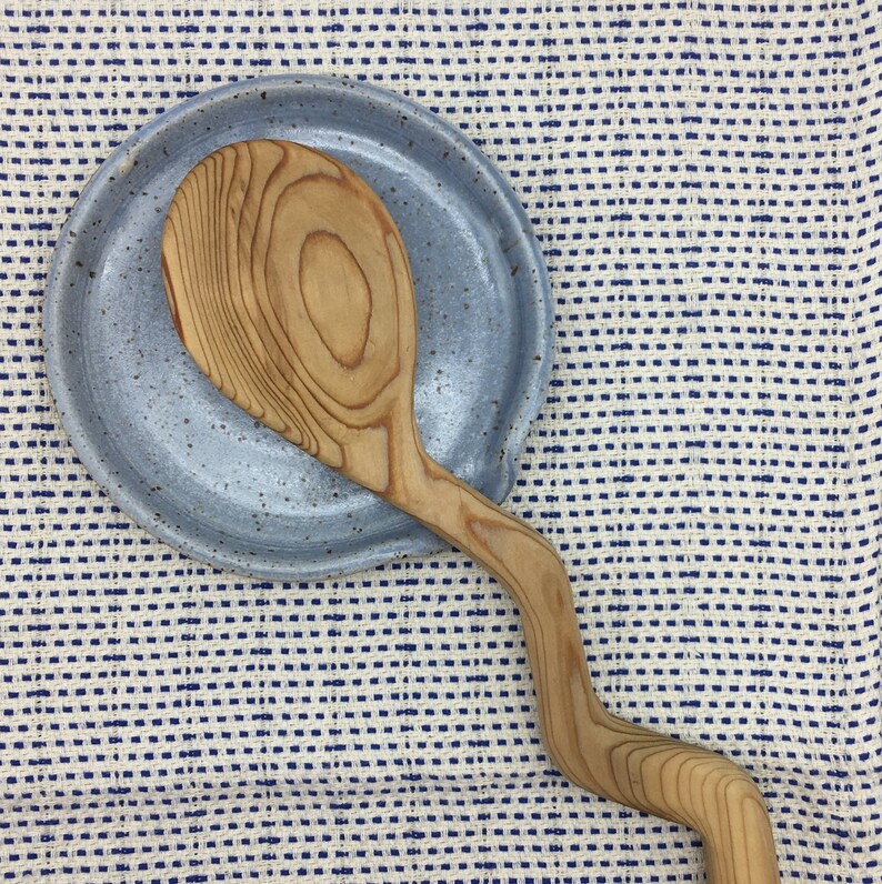 Spoon Rest Ladle Rest White/blue/green Glaze Speckled Clay | Etsy