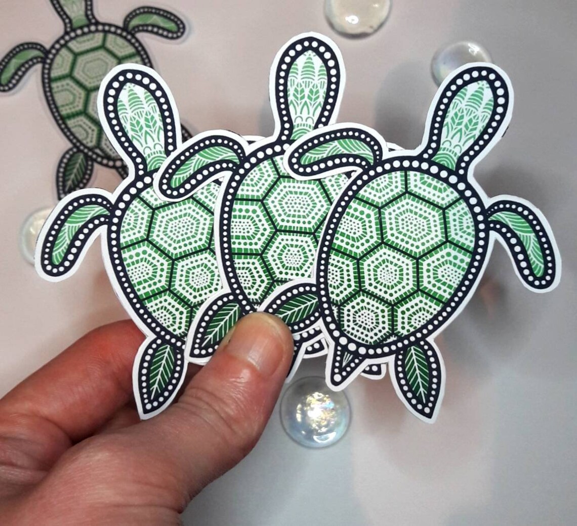 Etiqueta adhesiva de tortuga marina / Pegatina de tortuga / | Etsy
