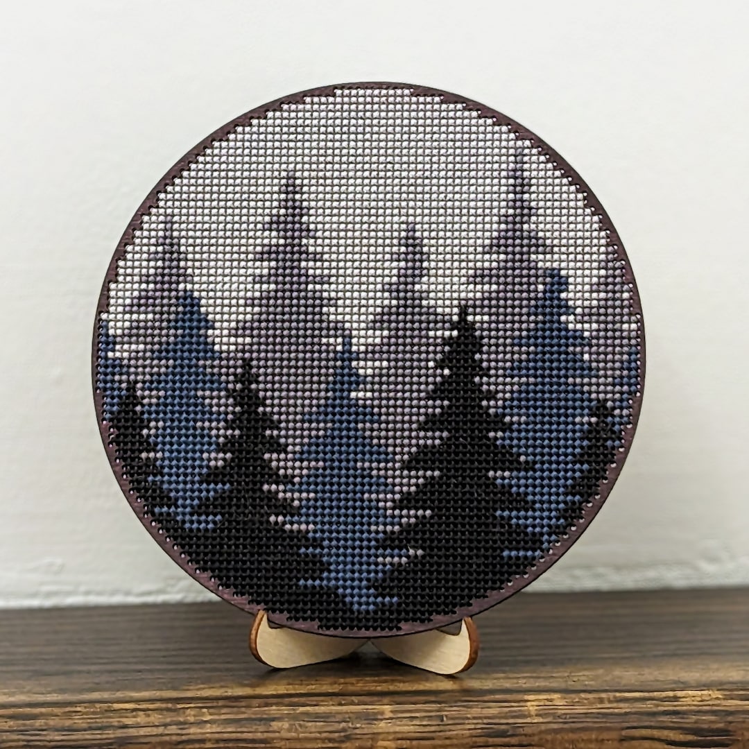 Grey Scale Treeline Cross Stitch Pattern, Instant Digital Download PDF ...