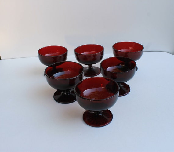 Anchor Hocking Baltic Royal Ruby Red Sherbet. 1939-1960. Set | Etsy