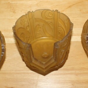Vintage Art Deco Floral Slip Shade in Amber V Fitter Set of 3 - Etsy