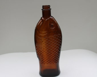 Amber Glass Fish Bottle - Etsy
