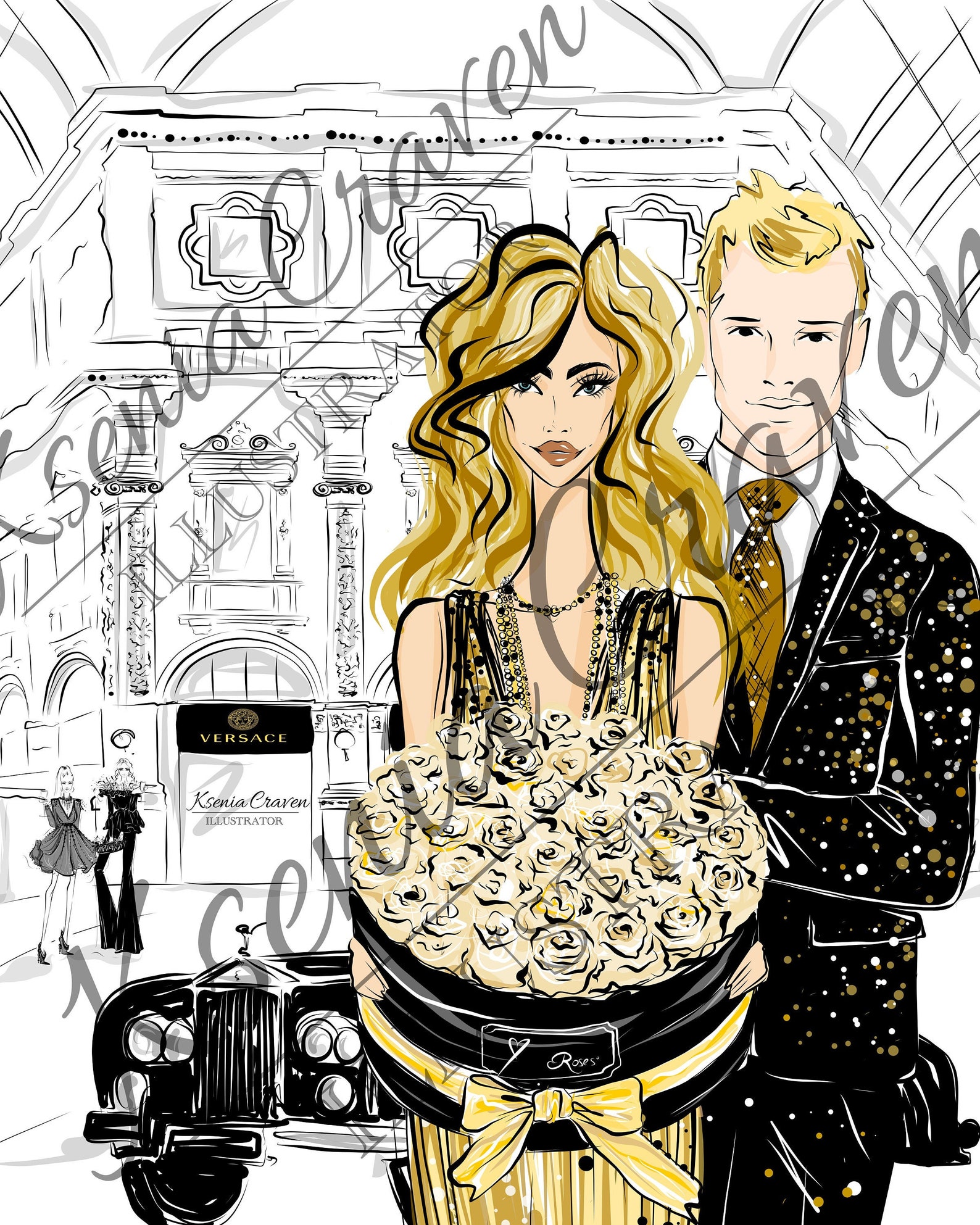 Digital Art Rome Couple Valentines Day Marriage Love Flowers Fashion ...