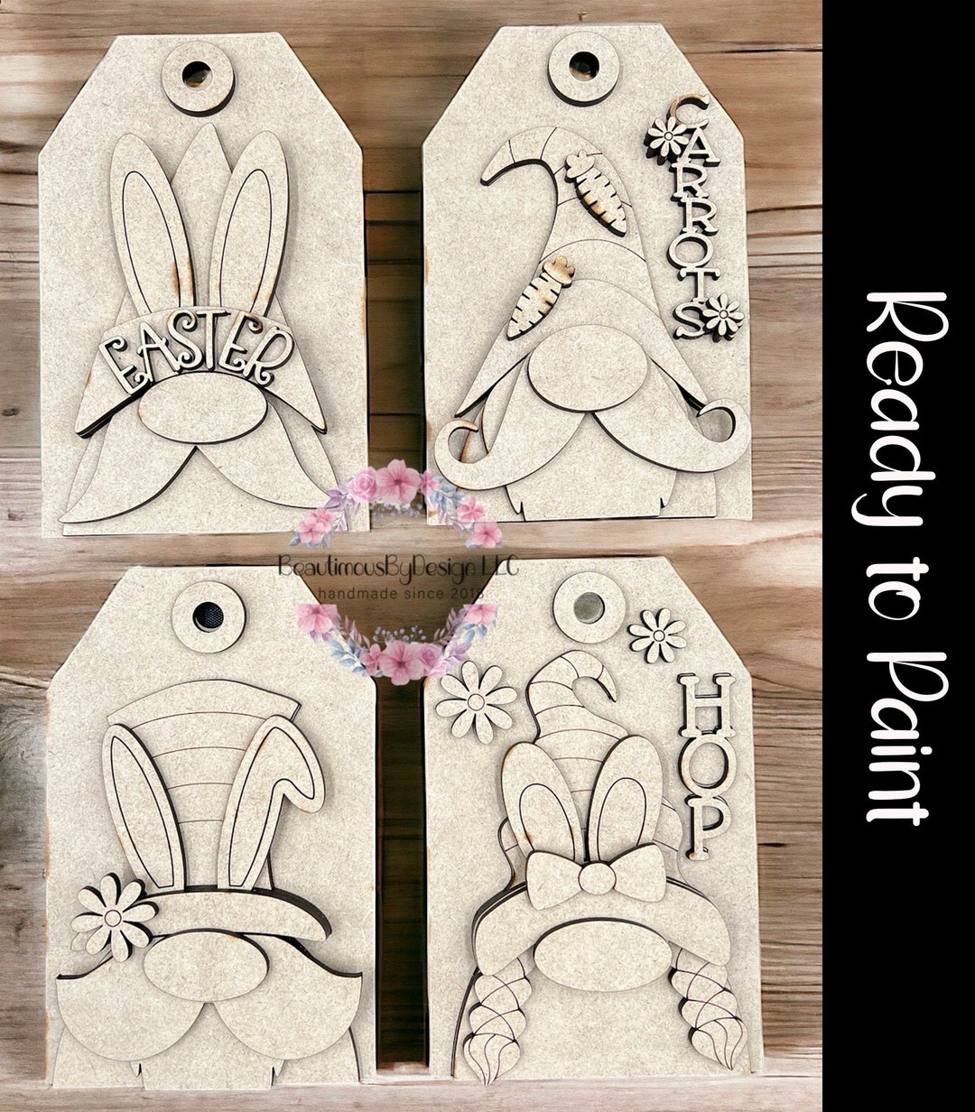 READY TO PAINT Easter Gift Tag, Easter Gnome, Easter Ornament, Easter ...
