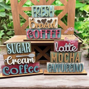 READY TO PAINT Coffee Word Stackers, Coffee Bar Decor, Coffee Bar Word ...