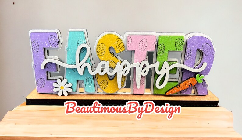 Easter Decor, Hand Painted Easter Shelf Sitters, Bunny and Egg Decor ...