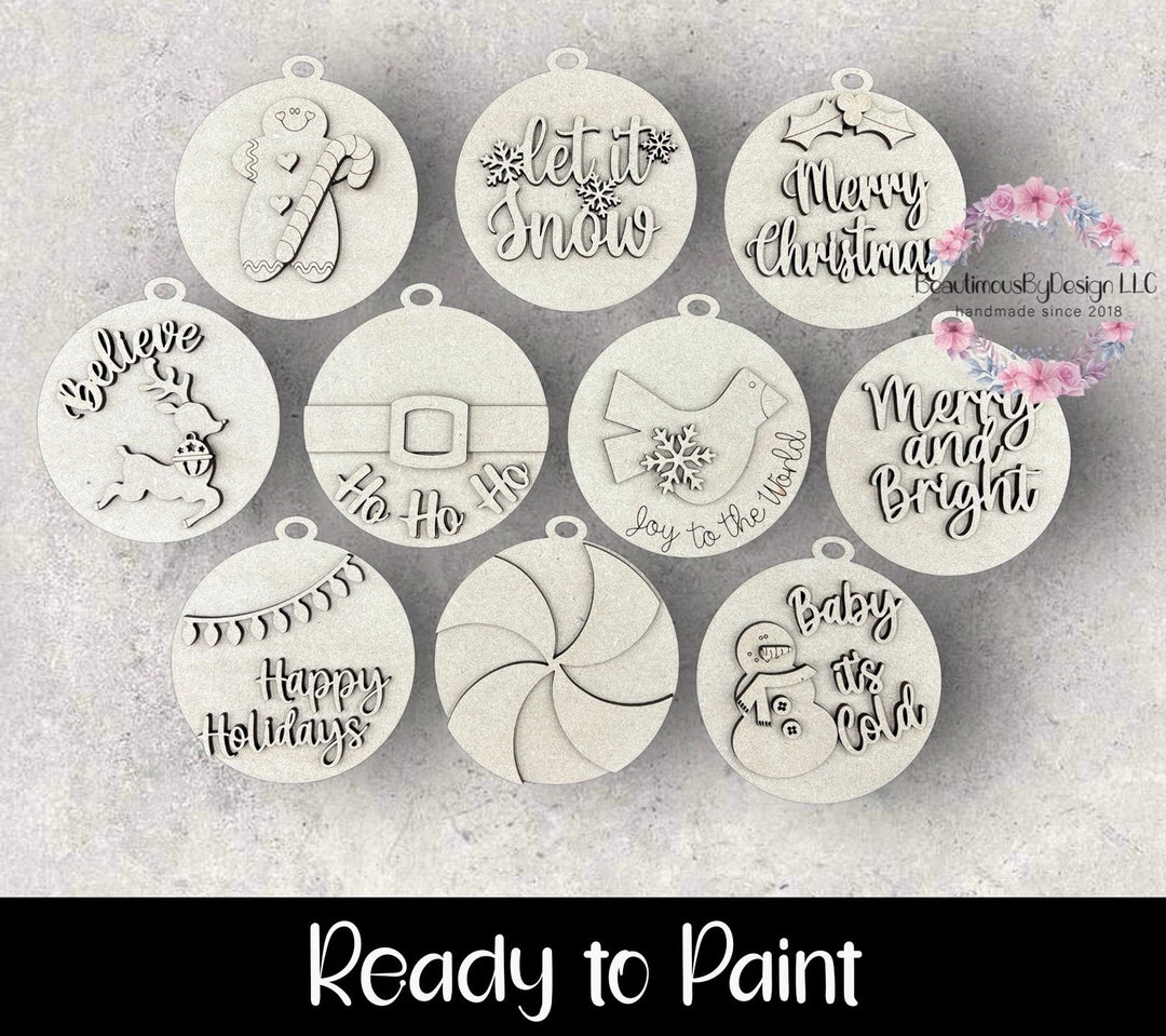 READY TO PAINT Christmas Ornament, Christmas Gift, Paint Party, Family ...