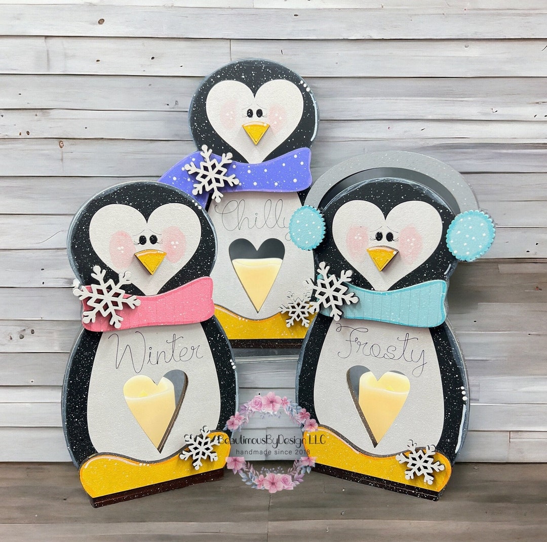 Penguin Votive Holder, Winter Penguin, Holiday Votive Holder, Penguin ...