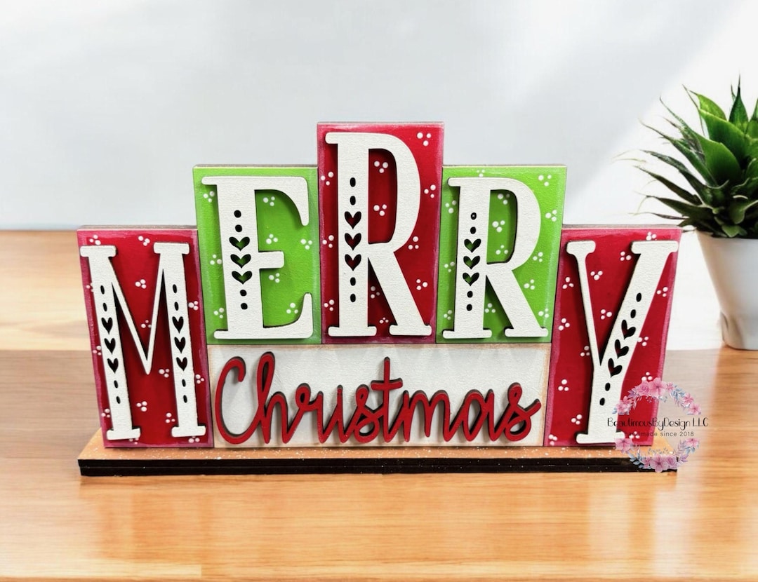 Christmas Word Block, Holiday Decor, Office Christmas Decor, Handmade ...