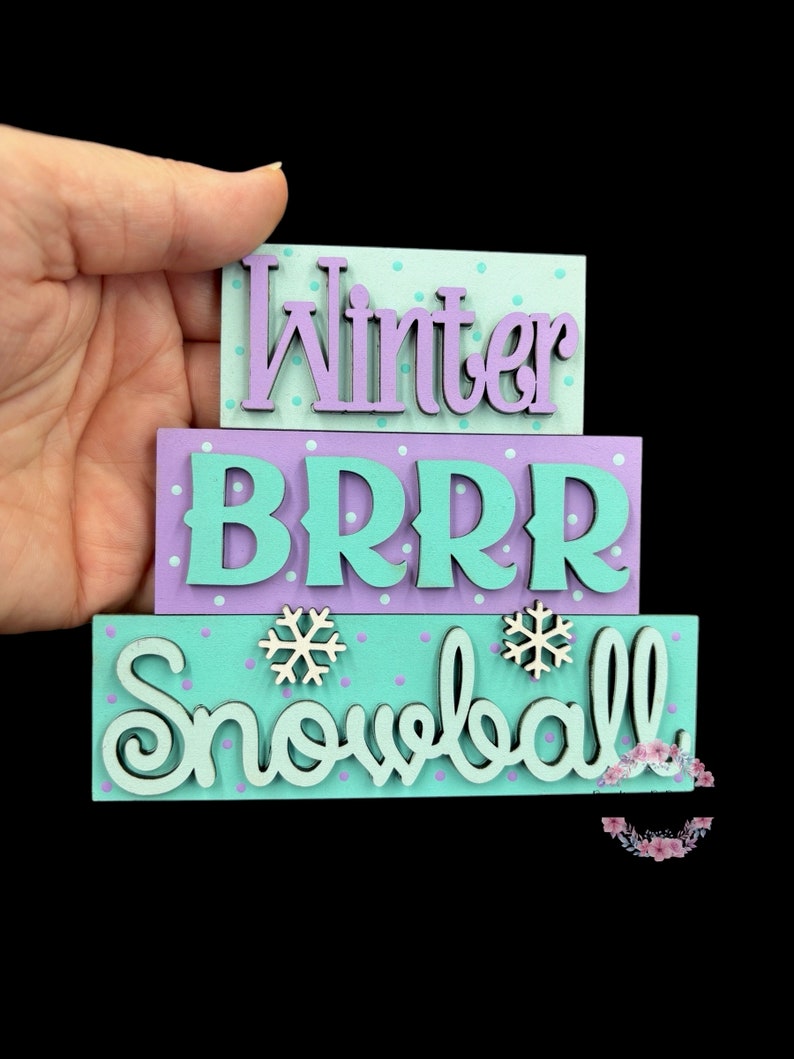 Winter Word Stackers, Office Winter Decor, Handmade Decor, Hand Painted ...