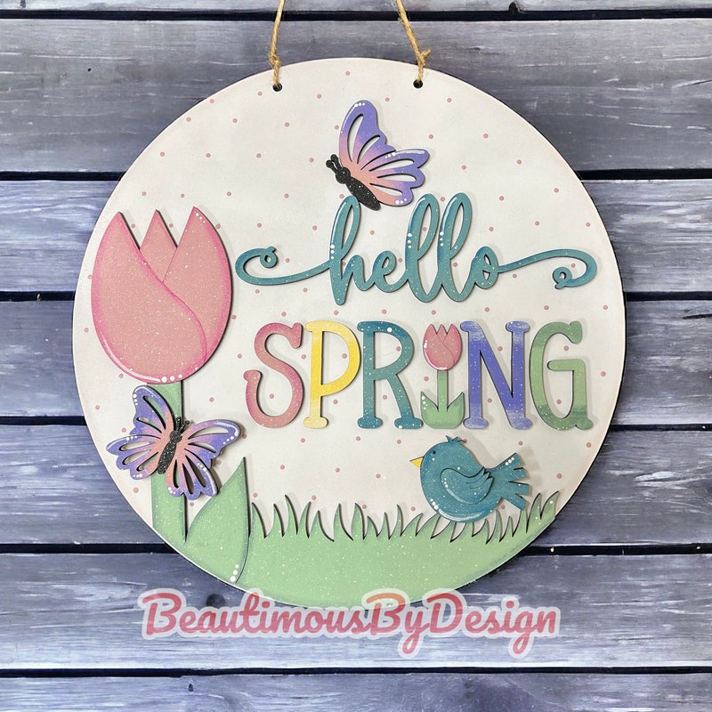 Hello Spring Door Hanger - Etsy