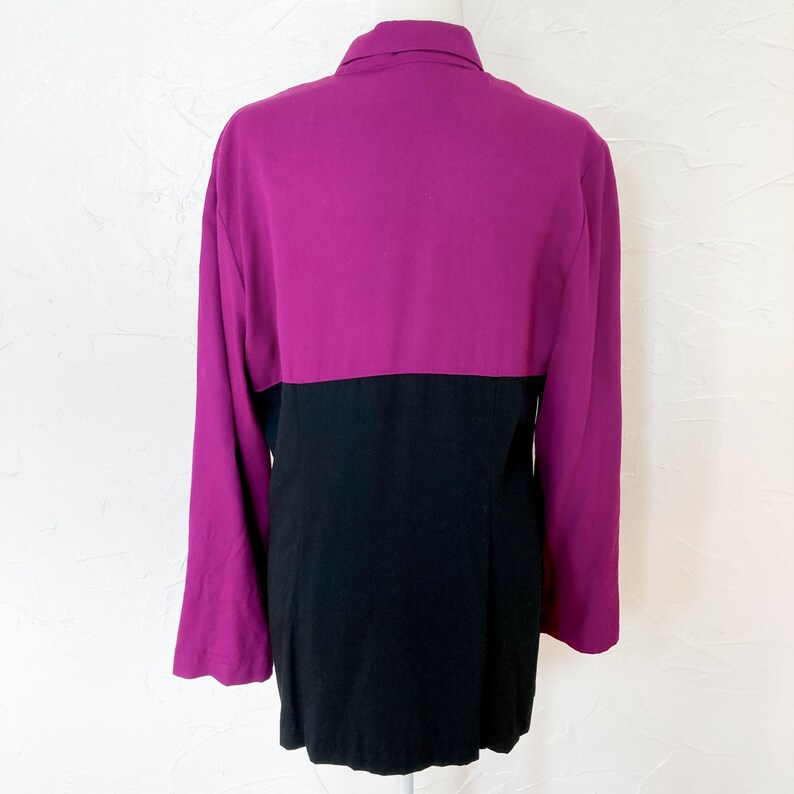 80s Colorblock Fuchsia and Black Rayon Blazer Medium/large - Etsy