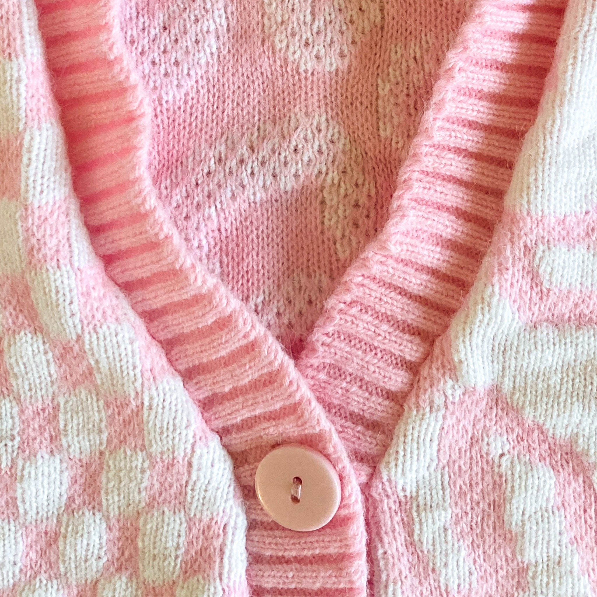 80s Kids Abstract Mixed Pattern Knit Button Down Sweater Vest in Pink ...