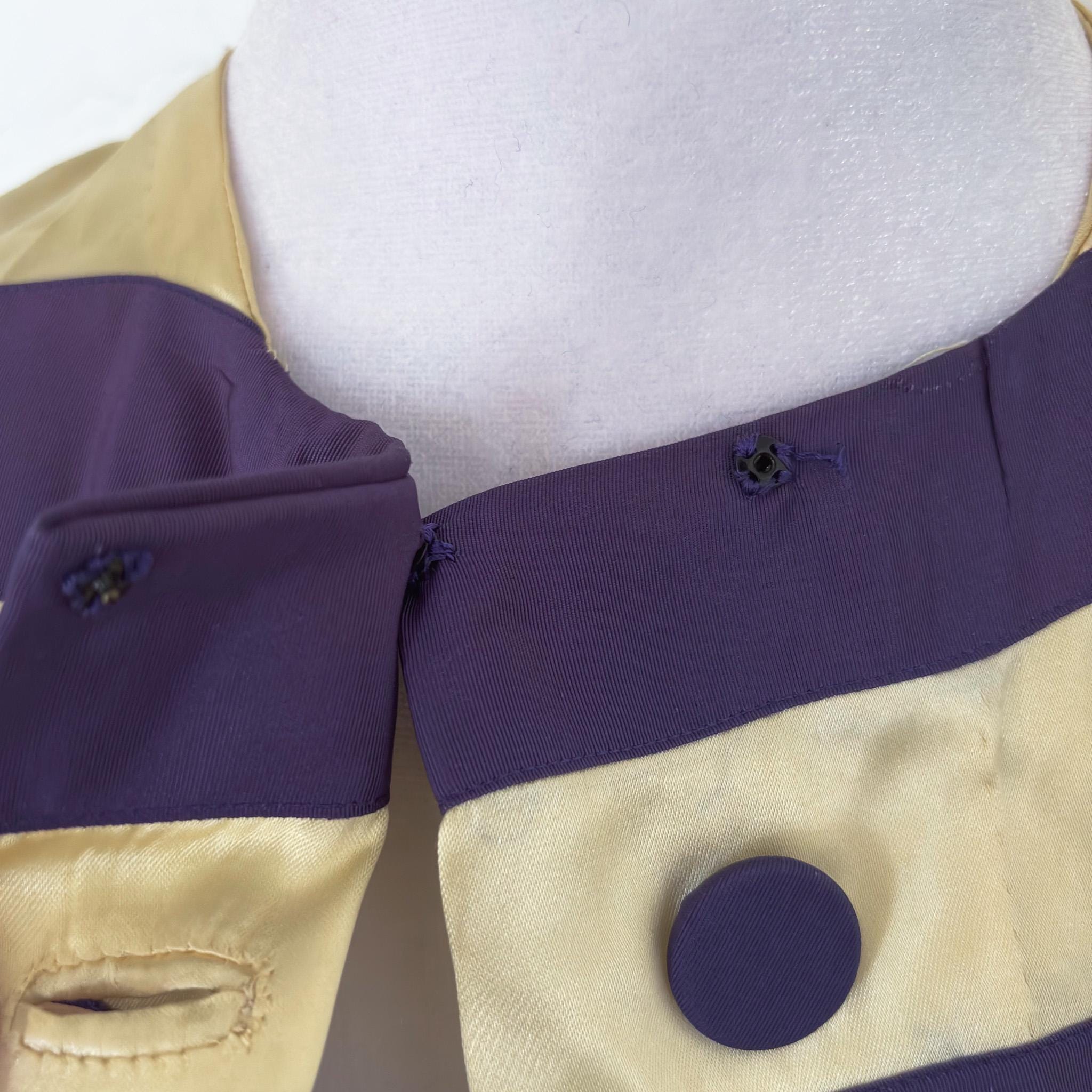 1930s 40s Liquid Satin Silk Striped Cream and Deep Purple Jacket ...