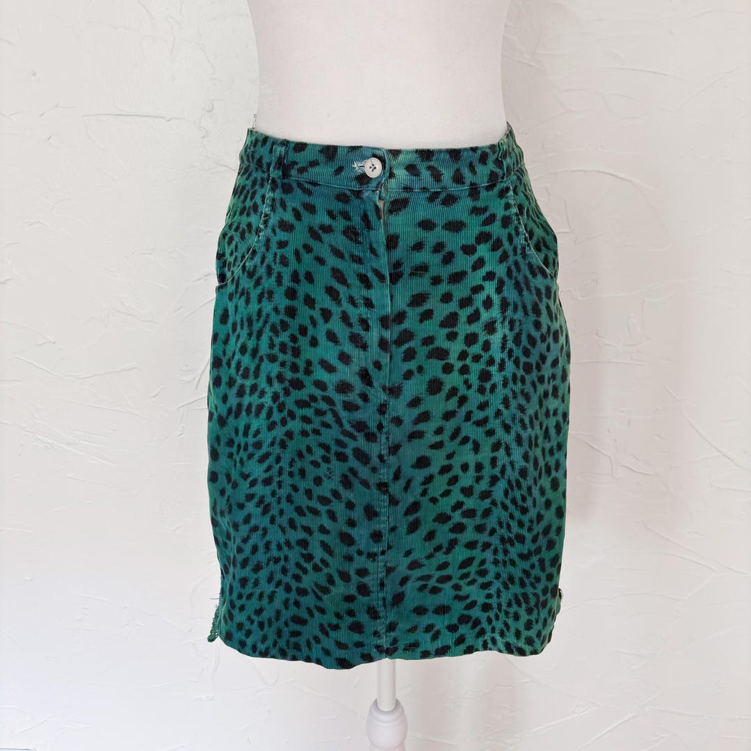 80s Reminiscence by Stewart Richer Designer Leopard Print Corduroy Lace ...