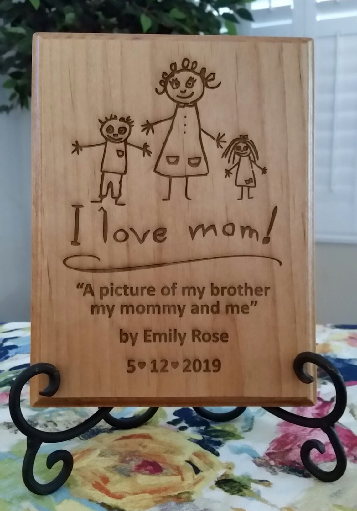 Child Artwork Engraved Plaque, Kid's Drawing Keepsake, Mothers Day ...