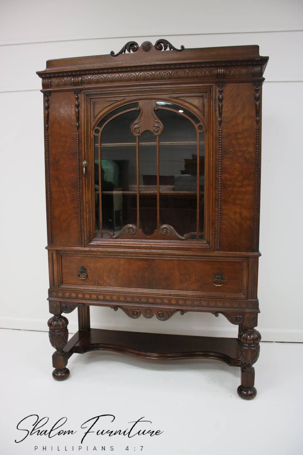 Antique 1930's Jacobean China Cabinet - Elegant Vintage Piece for Your ...