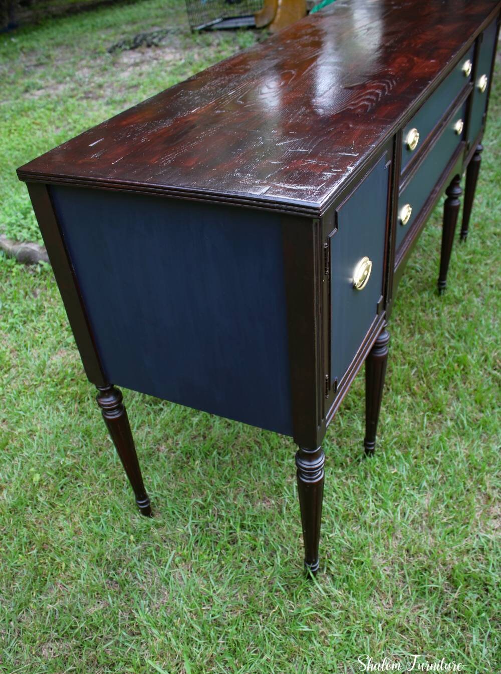 Vintage refinished buffet server table dining room furniture, entryway ...