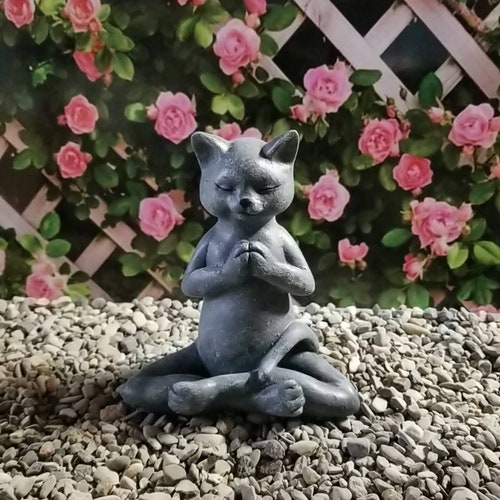 Cat Statue Meditating Cat Buddha Statue Zen Cat Concrete | Etsy